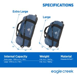 Eagle Creek No Matter What 130L Rolling Duffle Bag with Wheels, Padded Handle, Removable Shoulder Strap, and Quick-Access Front Pocket, Collapsible, Slate Blue