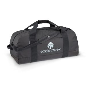 eagle creek no matter what 90l duffle bag for travel - durable and water-resistant, with removable shoulder strap, compression straps, and storage pouch, jet black - l