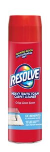 resolve high traffic carpet foam, crisp linen 22 oz can, cleans freshens softens & removes stains