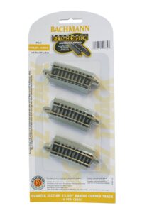 bachmann industries quarter section 15.50" radius curved track (6/card) snap fit e-z track, n scale