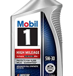 Mobil 1 High Mileage Full Synthetic Motor Oil 5W-30, 6-pack of 1 quarts