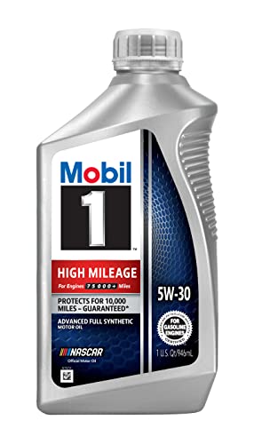 Mobil 1 High Mileage Full Synthetic Motor Oil 5W-30, 6-pack of 1 quarts