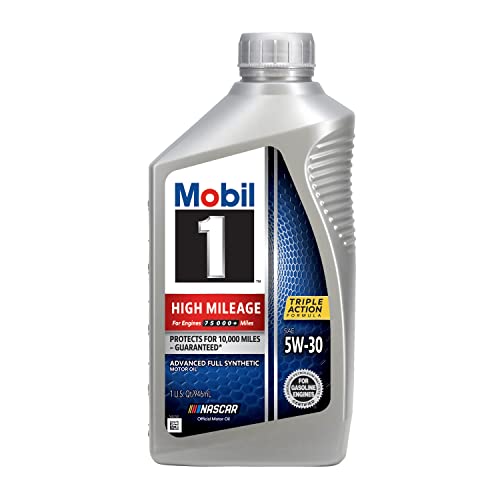 Mobil 1 High Mileage Full Synthetic Motor Oil 5W-30, 6-pack of 1 quarts