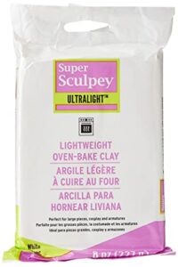 polyform super sculpey ultralight white, lightweight, non toxic. soft, sculpting modeling polymer clay, oven-bake clay, 8 oz bar. great for all advanced sculptors, artists and cosplayers.