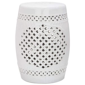 safavieh moroccan quatrefoil ceramic decorative garden stool, white