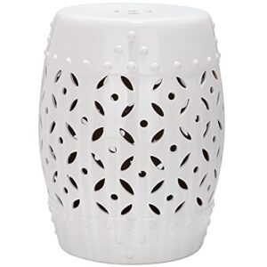 safavieh lattice coin ceramic decorative garden stool, white