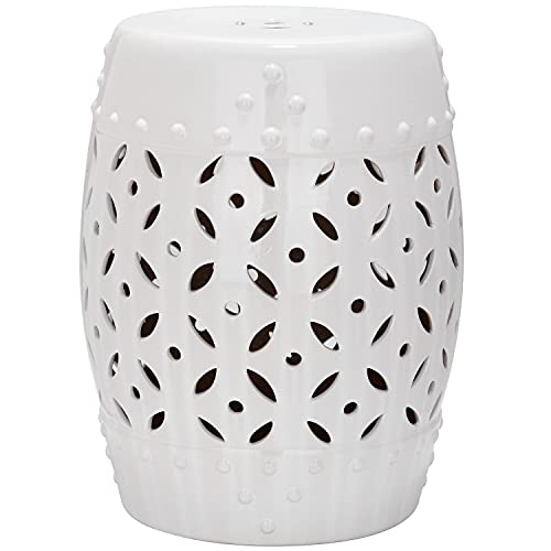 Safavieh Lattice Coin Ceramic Decorative Garden Stool, White