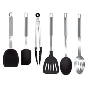 henckels cooking tools 6-pc kitchen gadgets sets with spatula, tongs, cooking spoon, 18/10 stainless steel