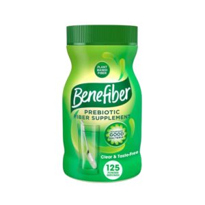 benefiber daily prebiotic fiber supplement powder for digestive health, unflavored - 125 servings (17.6 ounces)