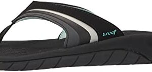 Reef Women's Sandals, Girls Slap 3, Black/Black/Aqua, 5