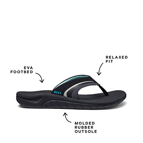 Reef Women's Sandals, Girls Slap 3, Black/Black/Aqua, 5