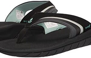 Reef Women's Sandals, Girls Slap 3, Black/Black/Aqua, 5