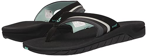 Reef Women's Sandals, Girls Slap 3, Black/Black/Aqua, 5