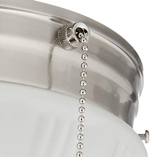 Westinghouse 6721000 Two-Light Flush-Mount Interior Ceiling Fixture with Pull Chain, Brushed Nickel Finish with Frosted Fluted Glass, Diameter: 8.75 Inches