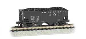 bachmann industries usra 55-ton 2-bay hopper c and o train car, n scale