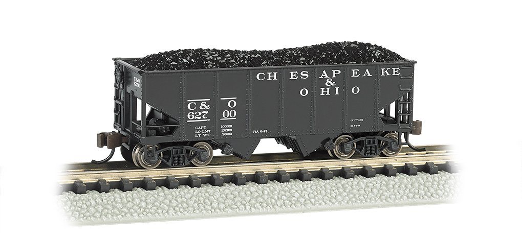 Bachmann Industries USRA 55-Ton 2-Bay Hopper C and O Train Car, N Scale