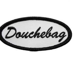 Douchebag Name Tag Patch Badge Novelty Symbol Sign Embroidered Iron On Applique