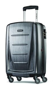 samsonite winfield 2 hardside expandable luggage with spinner wheels, checked-medium 24-inch, charcoal