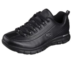 skechers womens sure track trickel health care and food service shoes, black, 8 us