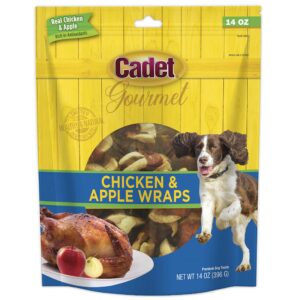 cadet gourmet chicken & apple wrapped dog treats wraps - healthy & natural chicken & apple dog training treats for small & large dogs - inspected & tested in usa (14 oz.)