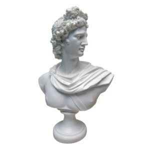 design toscano apollo belvedere bust statue, single, white twin