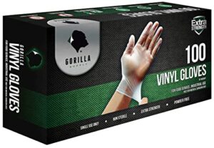 gorilla supply disposable heavy duty vinyl gloves latex free powder free, bpa free food safe grade disposable glove, medium m, 1000 count