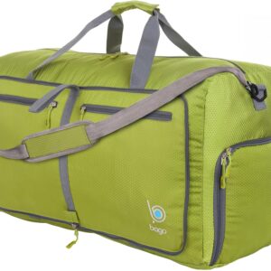 Bago Duffel Bags for Traveling - 80L Medium Duffle Bag for Travel with Shoe Compartment | Durable, Foldable & Lightweight | Explore the World in Style & Convenience (Green)