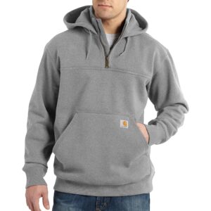 carhartt mens rain defender® loose fit heavyweight quarter-zip athletic-sweatshirts, heather gray, x-large us