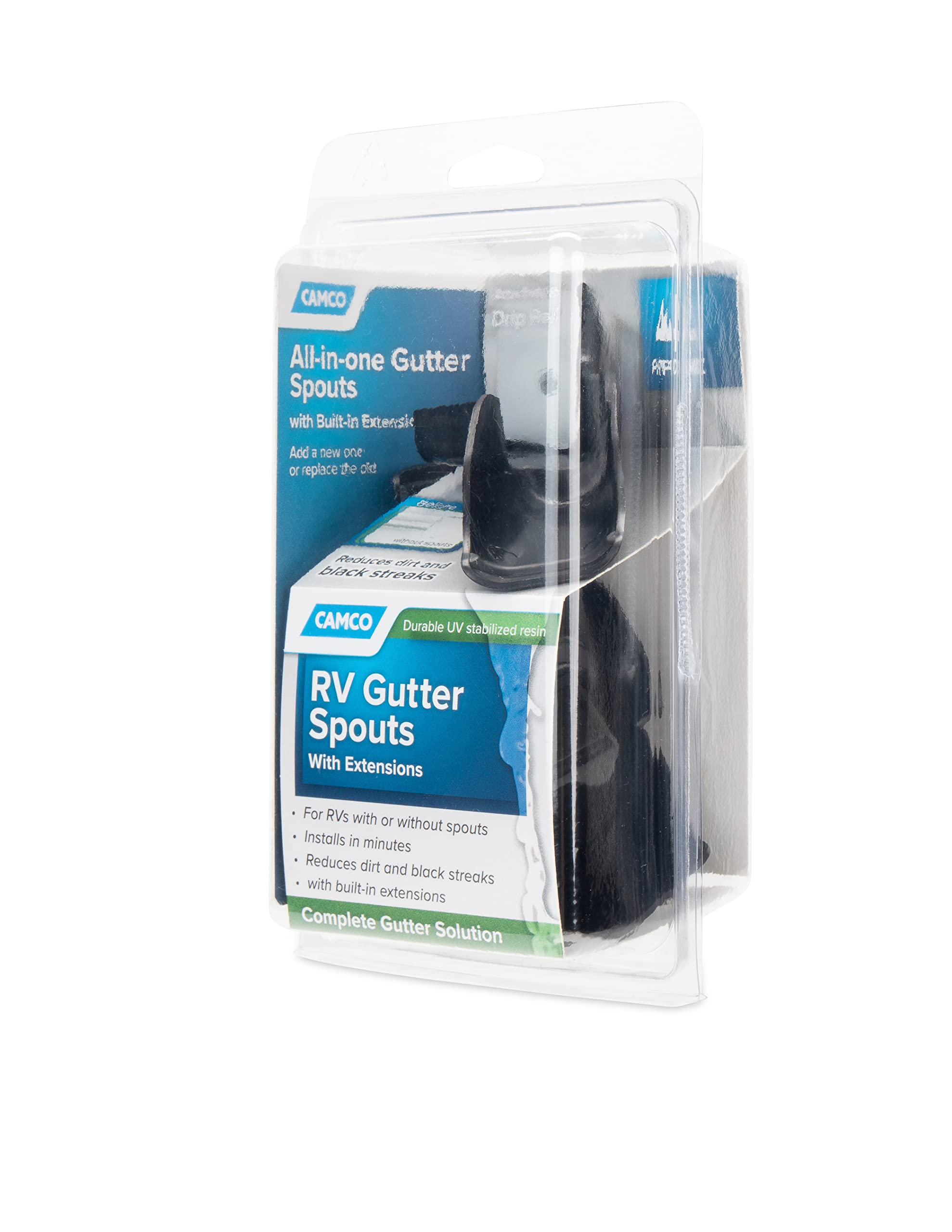 Camco 42323 Gutter Spout with Extension - Pack of 4, Black