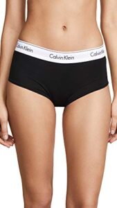 calvin klein women's modern cotton boyshort panty, black, large