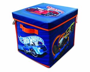 hot wheels tara toy storage box - multicolor cardboard cube holds up to 300 hot wheels cars, storage and play for kids age 3+