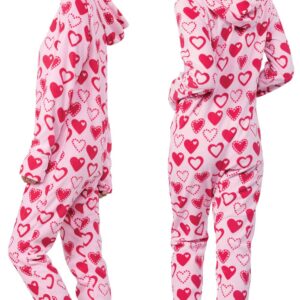 PajamaGram Fleece Onesies for Women - Footed Pajamas for Women, Pink, Small 4-6