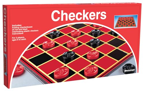 Pressman Checkers -- Classic Game With Folding Board and Interlocking Checkers, 2 Players