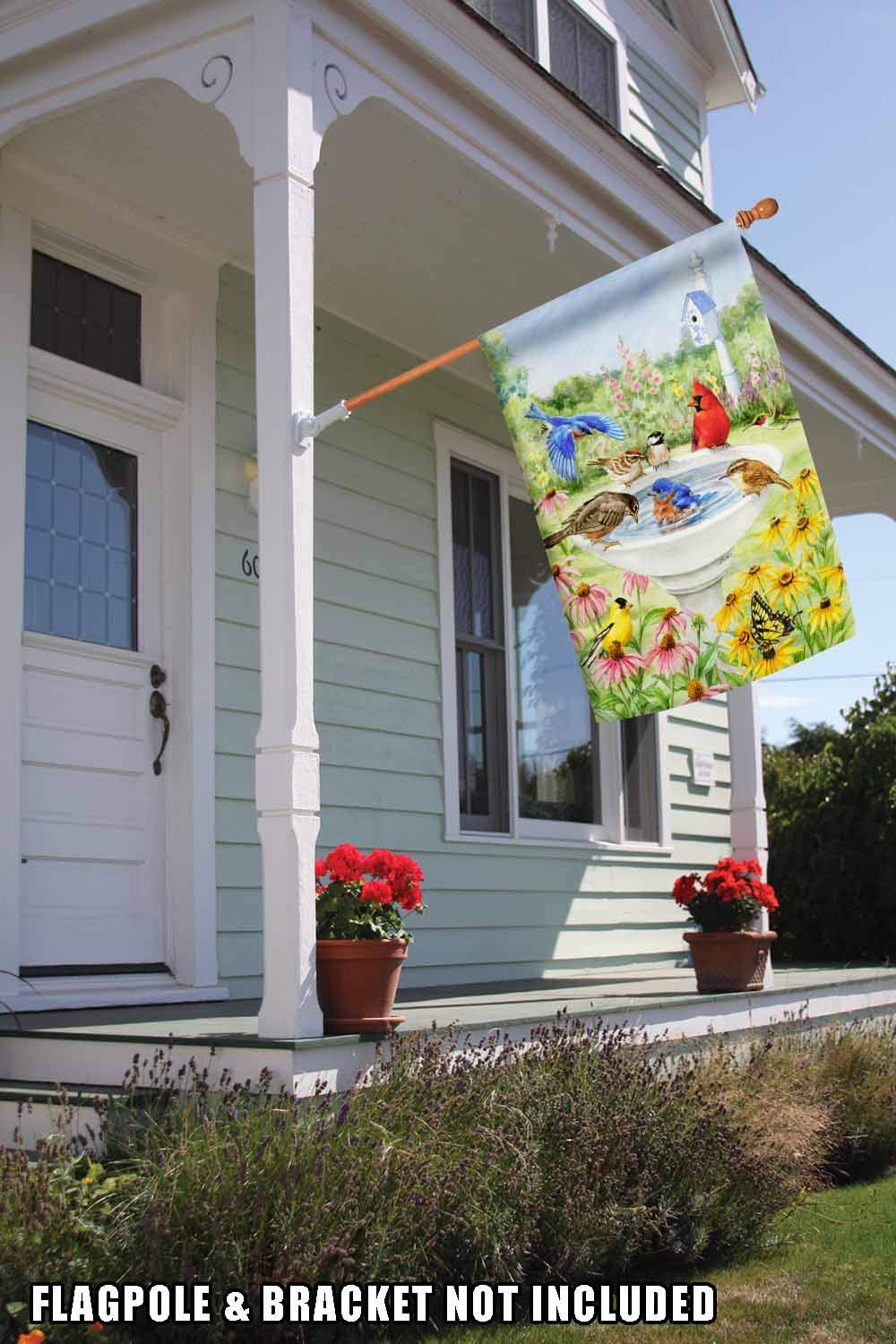 Toland Home Garden 109563 Birdy Dippin' Flower Flag 28x40 Inch Double Sided Flower Garden Flag for Outdoor House Bird Flag Yard Decoration