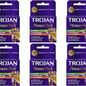 Trojan Pleasure Pack Lubricated Premium Latex Condom - 3 Ea, 6 Pack