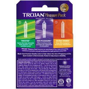 Trojan Pleasure Pack Lubricated Premium Latex Condom - 3 Ea, 6 Pack