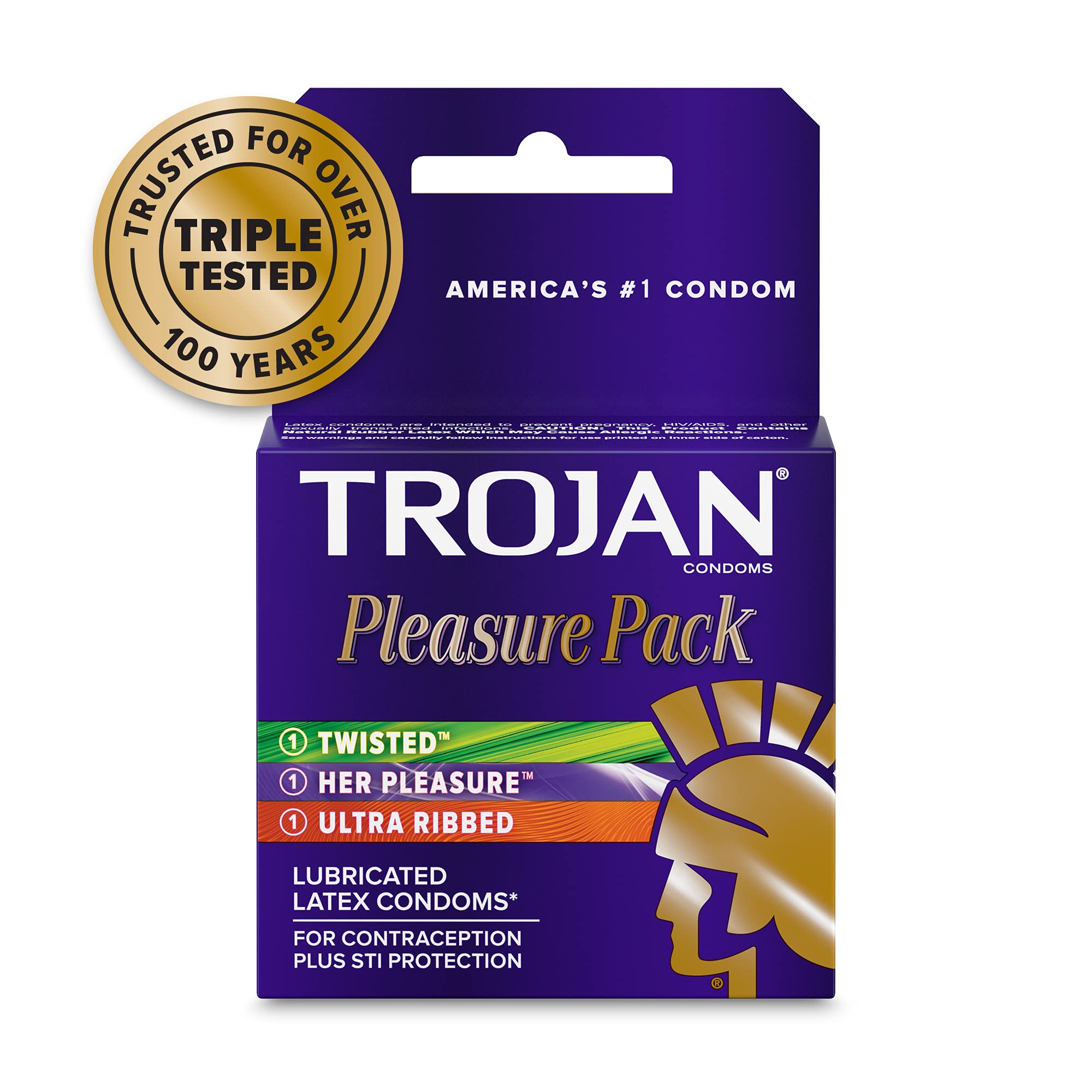 Trojan Pleasure Pack Lubricated Premium Latex Condom - 3 Ea, 6 Pack