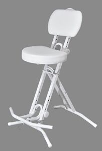 libedor high stool chair sit stand bench standing aid adjustable seat and backrest adjustable height ergonomic seat is 2.2 inches thick white color