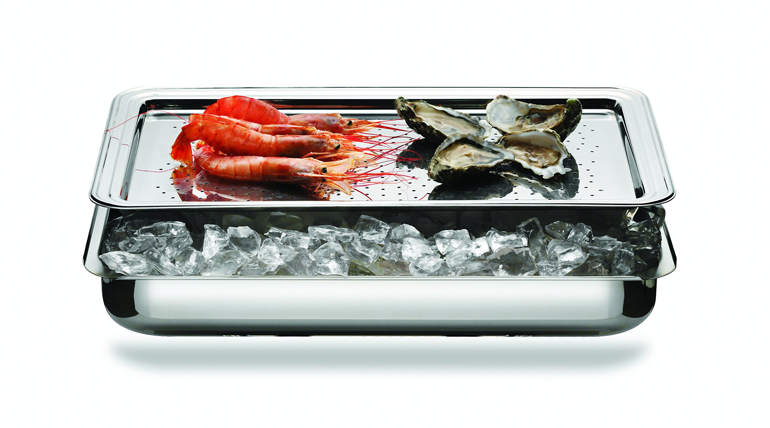 Mepra Rectangular Seafood Presentation Dish – 9 x 53 x 32.5 cm, Silver Seafood Stand, Dishwasher Safe Serveware