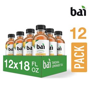 Bai Iced Tea, Tanzania Lemon, Antioxidant Infused Supertea, Crafted with Real Tea (Black Tea, White Tea), 18 Fluid Ounce Bottles, (Pack of 12)