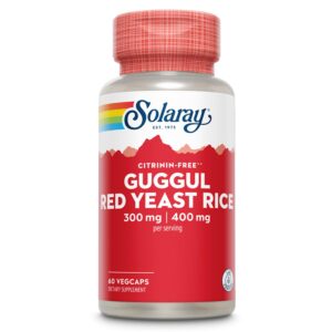 solaray guggul gum extract & red yeast rice | healthy cardiovascular function support | ancient chinese medicine & ayurvedic medicine combo | 60ct