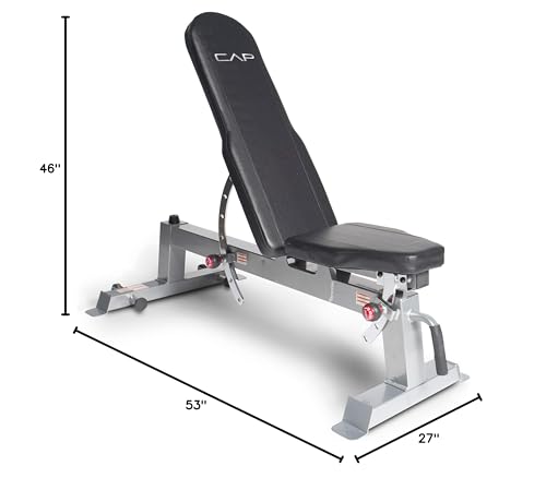 CAP Barbell Deluxe Utility Weight Bench, Silver, Round Backpad