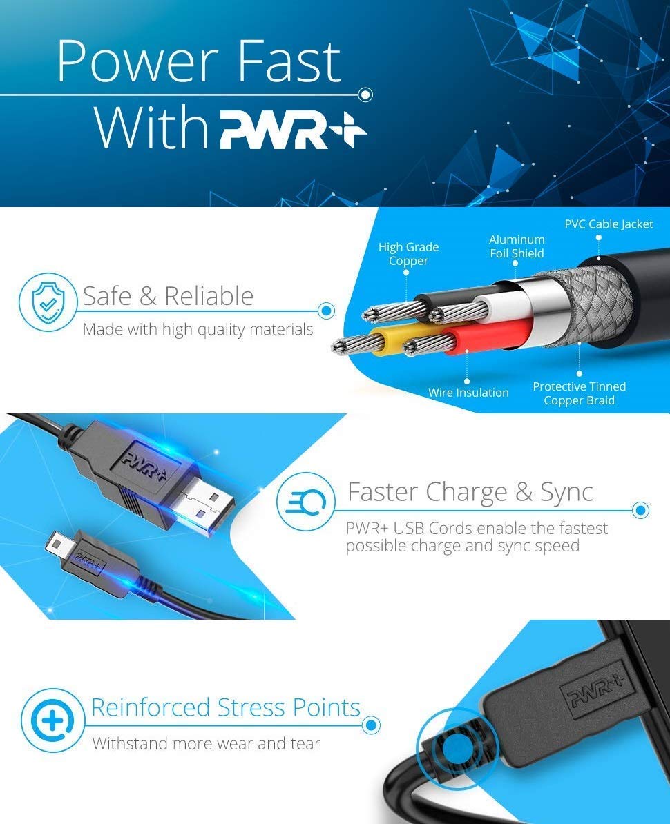 PWR+ 6 Ft Charging Cable for Bose SoundLink Color Bluetooth Speaker and UE Ultimate Ears Power Up Charging Dock Boom 3 MEGABOOM 3 Blast MEGABLAST Wonderboom Revolve Plus QuietComfort 35 Logitech UE