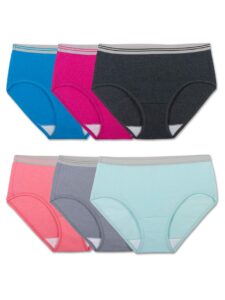 fruit of the loom women's eversoft brief underwear, tag free & breathable, available in plus size, low rise-cotton blend-6 pack-colors may vary, 5