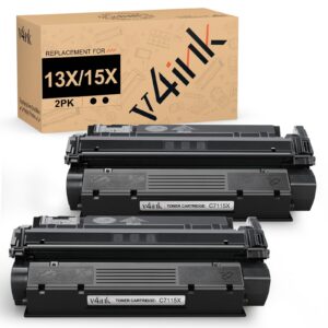 v4ink compatible toner cartridge replacement for hp 15x c7115x 13x q2613x high-yield work with laserjet 1000 1005 1200 1220 3300 3310 3320 3330 3380 1300 1150 series, 2-pack