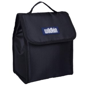 wildkin kids insulated lunch bag for boys & girls, reusable lunch bag is perfect for daycare & preschool, ideal size for packing hot or cold snacks for school & travel lunch bags (rip-stop black)