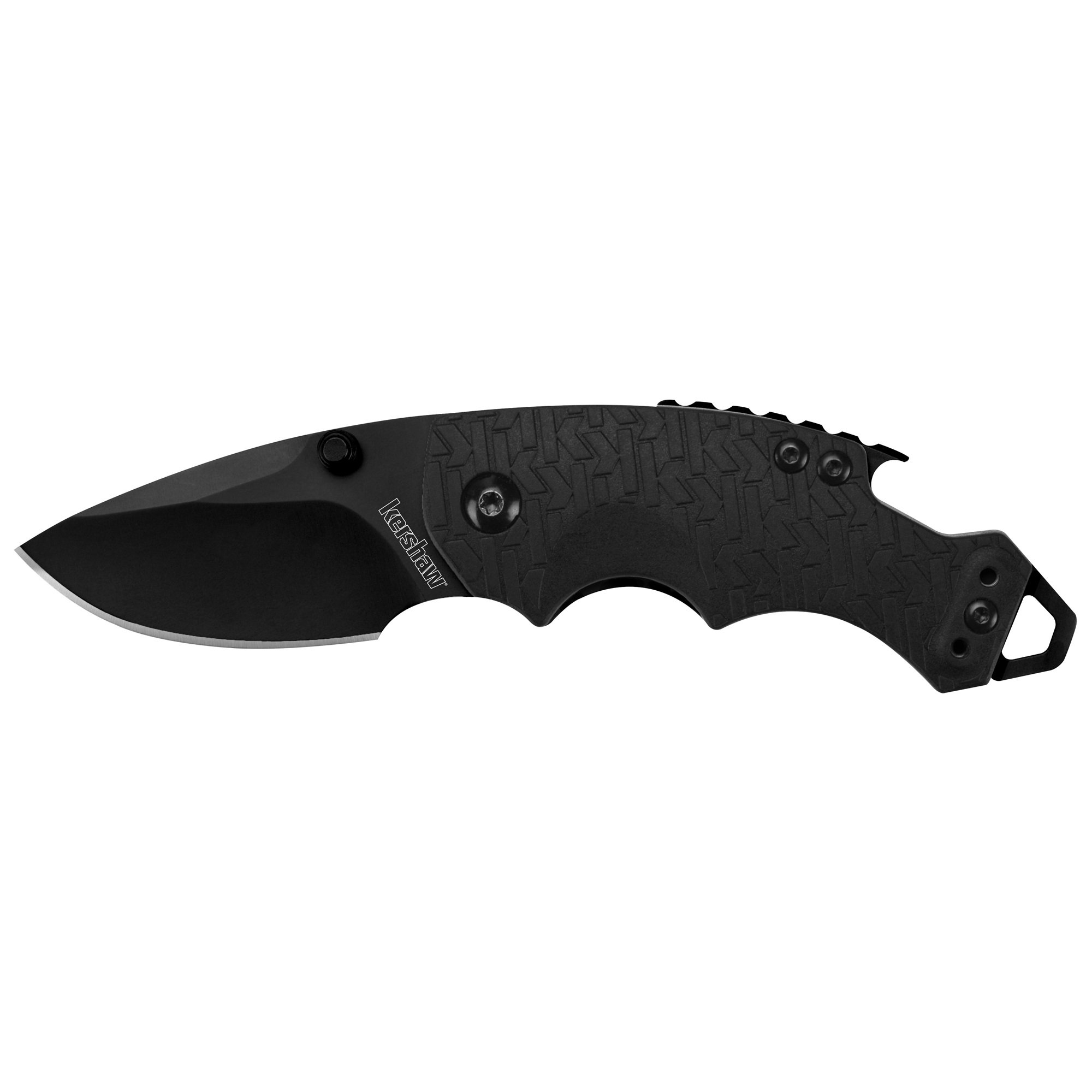 Kershaw 2.4" Pocket Knife with Black-Oxide Blade, Screwdriver, Bottle Opener - 2.8 oz