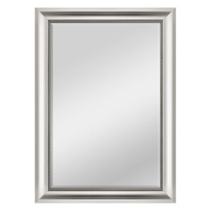 mcs 24x36 inch beaded rectangular wall mirror, 30.25x42.25 inch overall size, silver (20454)