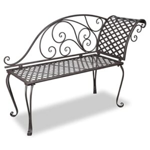 vidaxl patio chaise lounge - antique brown iron scroll-patterned outdoor furniture for garden, ergonomic design for comfort