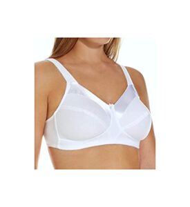 fruit of the loom women's seamed soft cup wirefree cotton bra with satin trim, white, 36c